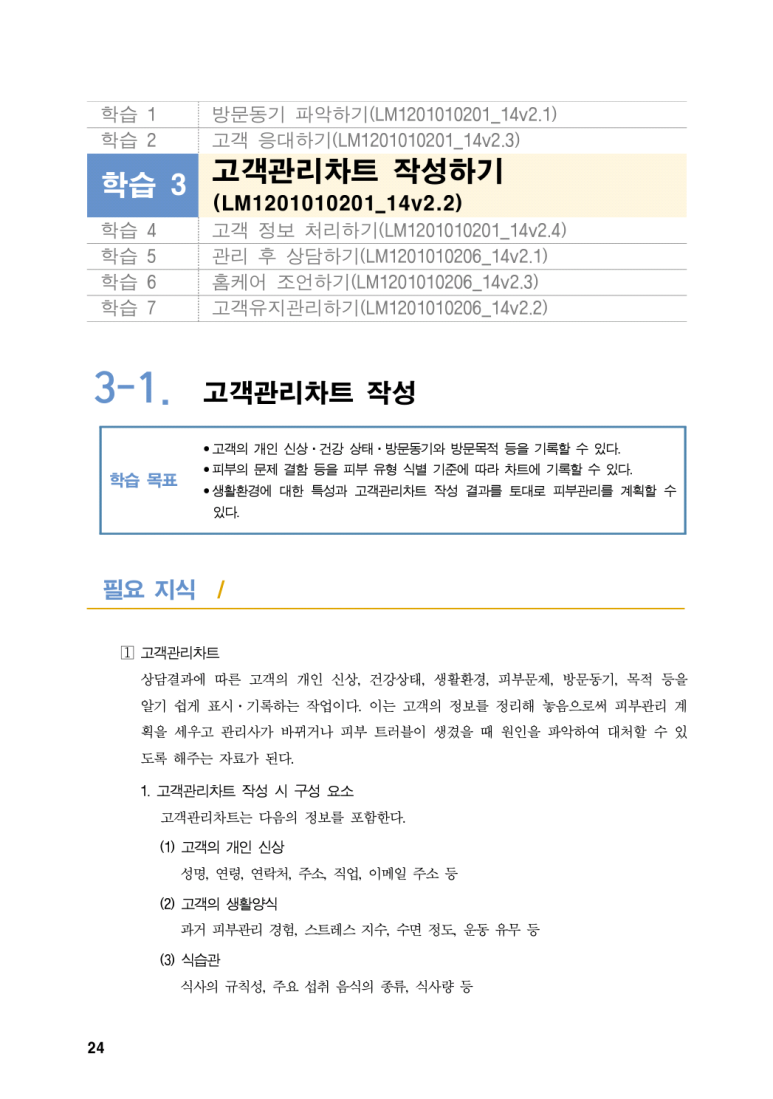1 3 피부미용 고객 상담 고객 관리 차트 작성하기 네이버 블로그