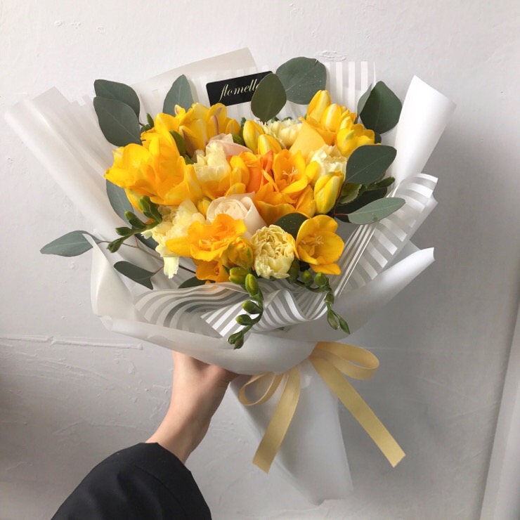 프리지아 꽃다발 후리지아 봄꽃다발 울산 꽃배달 네이버 블로그